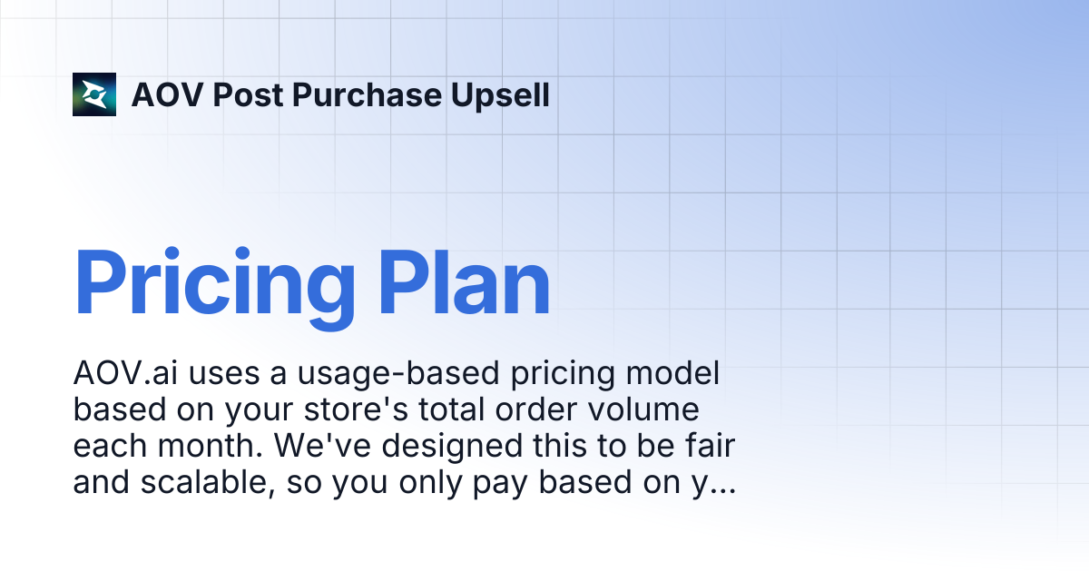 Pricing Plan | AOV Post Purchase Upsell